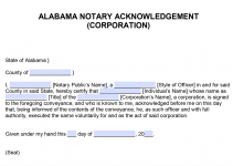 Free Alabama Notary Acknowledgement - Individual - PDF - Word