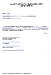 Free Alaska Notary Acknowledgement Forms - PDF - Word