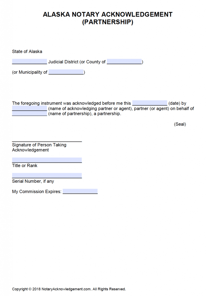 Free Alaska Notary Acknowledgement Forms - PDF - Word