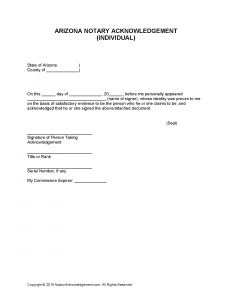 Free Arizona Notary Acknowledgement Forms - PDF - Word