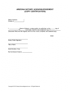 Free Arizona Notary Acknowledgement Forms - PDF - Word