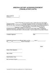 Free Arizona Notary Acknowledgement Forms - PDF - Word