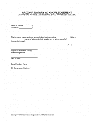 Free Arizona Notary Acknowledgement - Individual Known to Notary - PDF ...