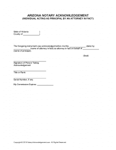 Free Arizona Notary Acknowledgement Forms - PDF - Word