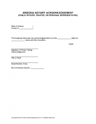 Free Arizona Notary Acknowledgement Forms - PDF - Word