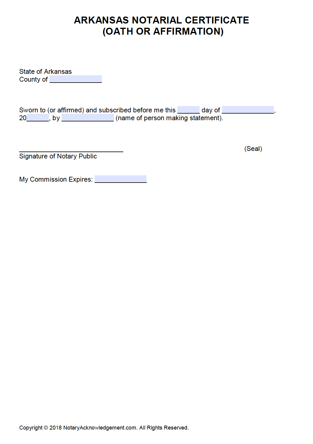 Free Arkansas Notary Acknowledgement Forms PDF Word Free Arkansas Notary Acknowledgement Forms PDF Word