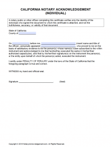 Free California Notary Acknowledgement Forms - PDF - Word