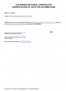 Free Colorado Notary Acknowledgement Forms - PDF - Word