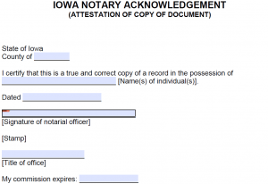 Free Iowa Notary Acknowledgment Forms - PDF - Word