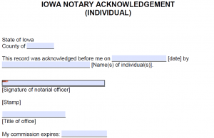 Free Iowa Notary Acknowledgment Forms - PDF - Word