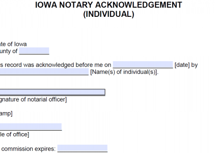 Free Iowa Notarial Certificate - Verification Upon Oath or Affirmation ...