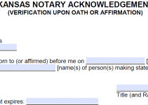 Free Kansas Notary Acknowledgement - Individual - PDF - Word