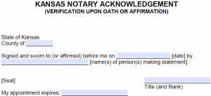 Free Kansas Notary Acknowledgement Forms - PDF - Word