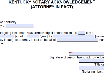 Free Kentucky Notary Acknowledgement - Individual - PDF - Word