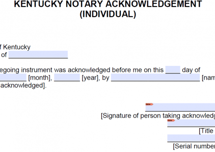 Free Kentucky Notary Acknowledgement - Representative - PDF - Word