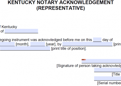 Free Kentucky Notary Acknowledgement - Individual - PDF - Word