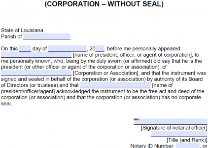 Free Louisiana Notary Acknowledgement - Attorney in Fact - PDF - Word