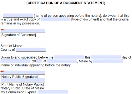 Free Maine Notary Acknowledgement - Credible Witness - PDF - Word