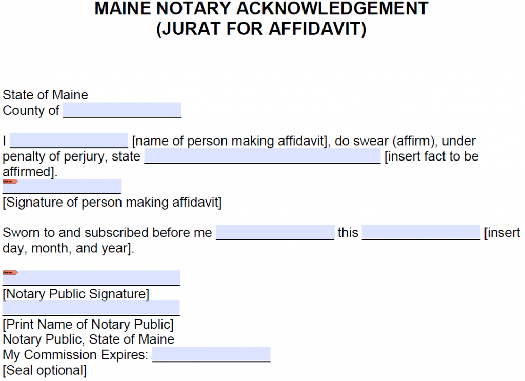 Free Maine Notary Acknowledgement Forms - PDF - Word