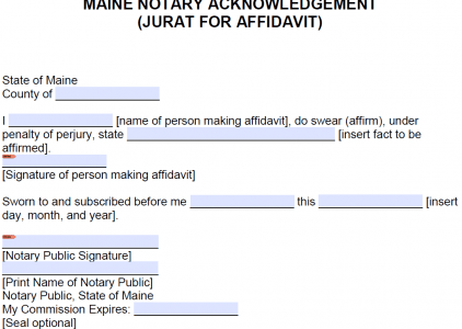 Free Maine Notary Acknowledgement - Public Officer - PDF - Word