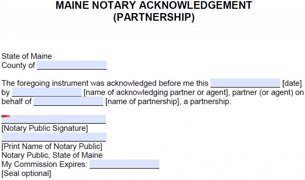 Free Maine Notary Acknowledgement Forms - PDF - Word