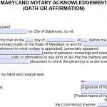 Free Maryland Notary Acknowledgement - Individual - PDF - Word