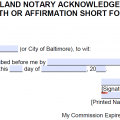 Free Maryland Notary Acknowledgement Forms - PDF - Word