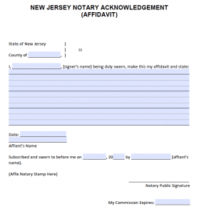 Free New Jersey Notary Certificate – Affidavit - PDF - Word