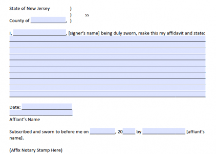 Free New Jersey Notary Acknowledgement – Proof of Execution - PDF - Word