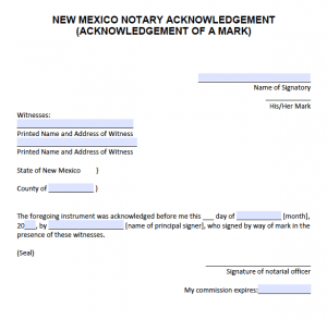 Free New Mexico Notary Acknowledgement Forms - PDF - Word