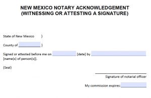 Free New Mexico Notary Acknowledgement Forms - PDF - Word