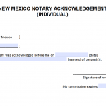 Free New Mexico Notary Acknowledgement Form - Representative Capacity ...