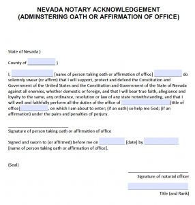 Free Nevada Notary Acknowledgement Forms - PDF - Word