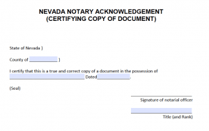 Free Nevada Notary Acknowledgement Forms - PDF - Word
