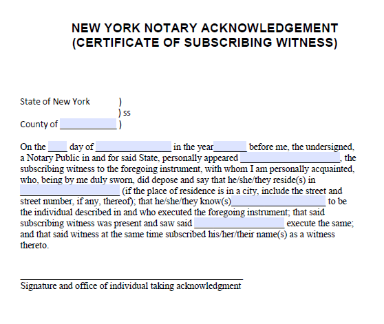 Notary Template Ny PDF Template