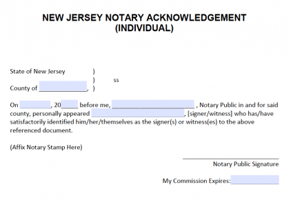 Free New Jersey Notary Certificate – Affidavit - PDF - Word