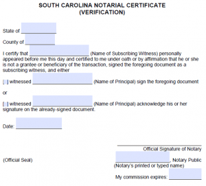 Free South Carolina Notary Acknowledgement Forms – PDF – Word