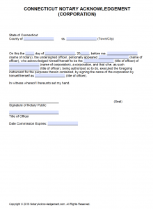 Free Connecticut Notary Acknowledgement Forms - PDF - Word