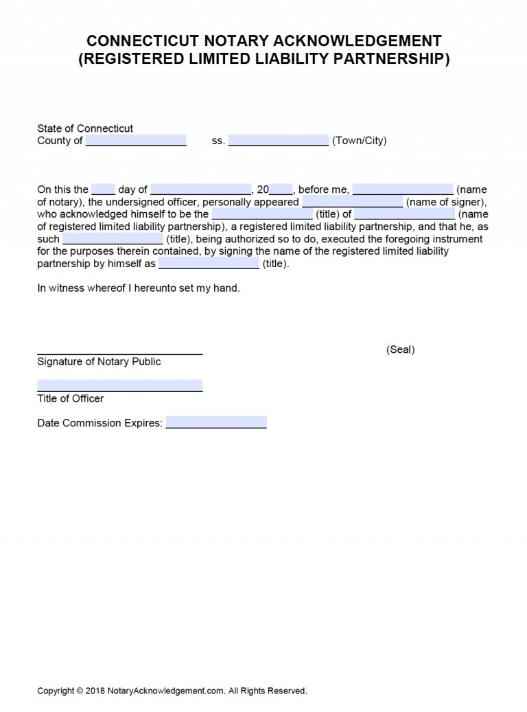 Free Connecticut Notary Acknowledgement Forms - PDF - Word