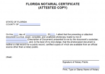 Free Florida Notarial Certificate - Oath or Affirmation Signed by Mark ...