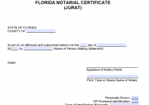 Free Florida Notarial Certificate - Oath or Affirmation Signed by Mark - PDF - Word