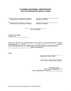Free Florida Notary Acknowledgement Forms - PDF - Word
