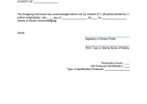Free Florida Short Form Notary Acknowledgement - Corporation - PDF - Word