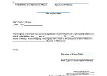 Free Florida Short Form Notary Acknowledgement - Attorney In Fact - PDF ...