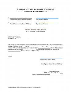 Free Florida Notary Acknowledgement Forms - PDF - Word