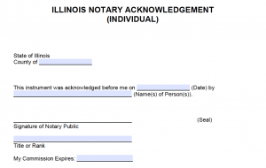 Free Illinois Notary Acknowledgement Forms - PDF - Word