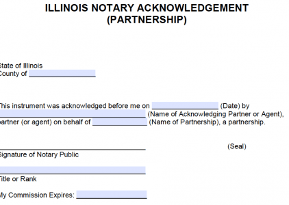 Free Illinois Notary Acknowledgement - Corporation - PDF - Word