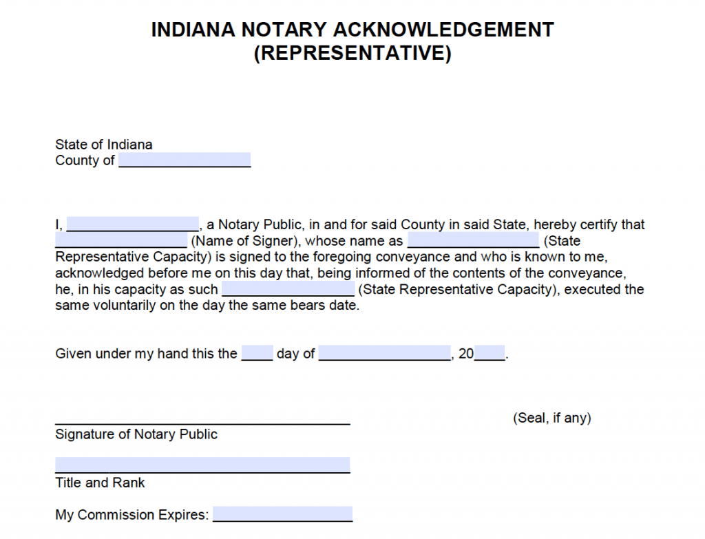 Indiana Notary Acknowledgement Forms Archives - Notary Acknowledgement