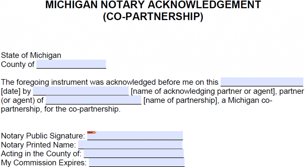 Free Michigan Notary Acknowledgement Forms - PDF - Word