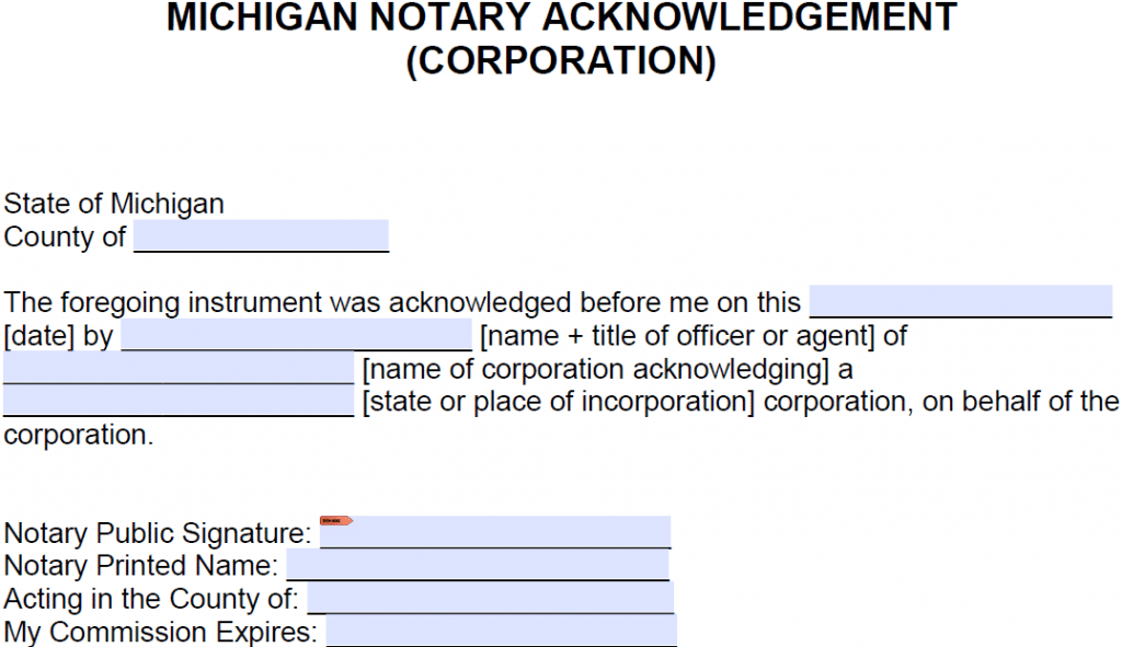 Free Michigan Notary Acknowledgement Forms - PDF - Word